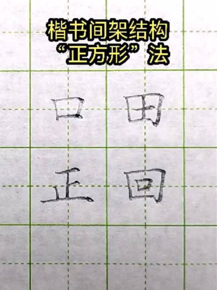 楷书间架结构"正方形"法#规范字书写 #硬笔书法 #练字技巧 #写字是...