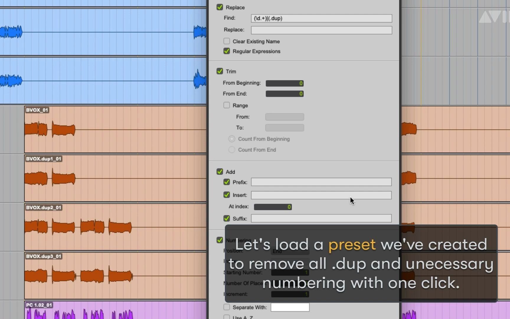 Pro Tools Tech Tip - Batch Track Rename(音轨批量重命名)