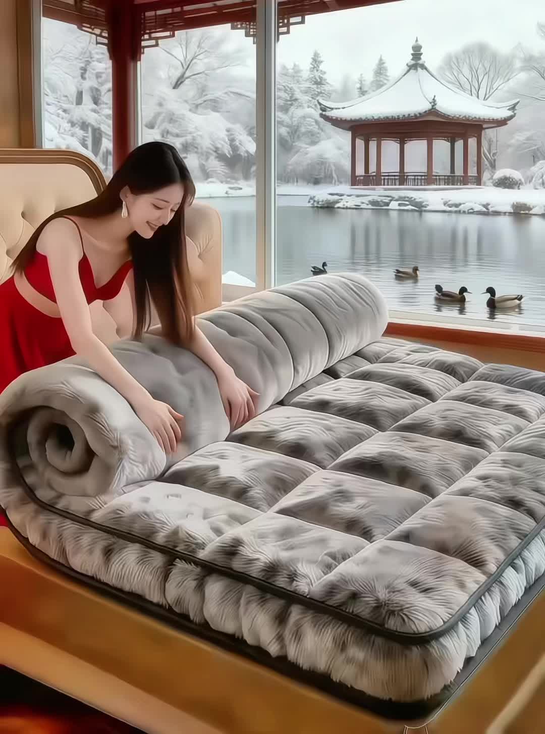 降温预警✳️这款加厚保暖羊羔绒床垫必须安排! 谁懂啊!秋冬居家/宿舍...