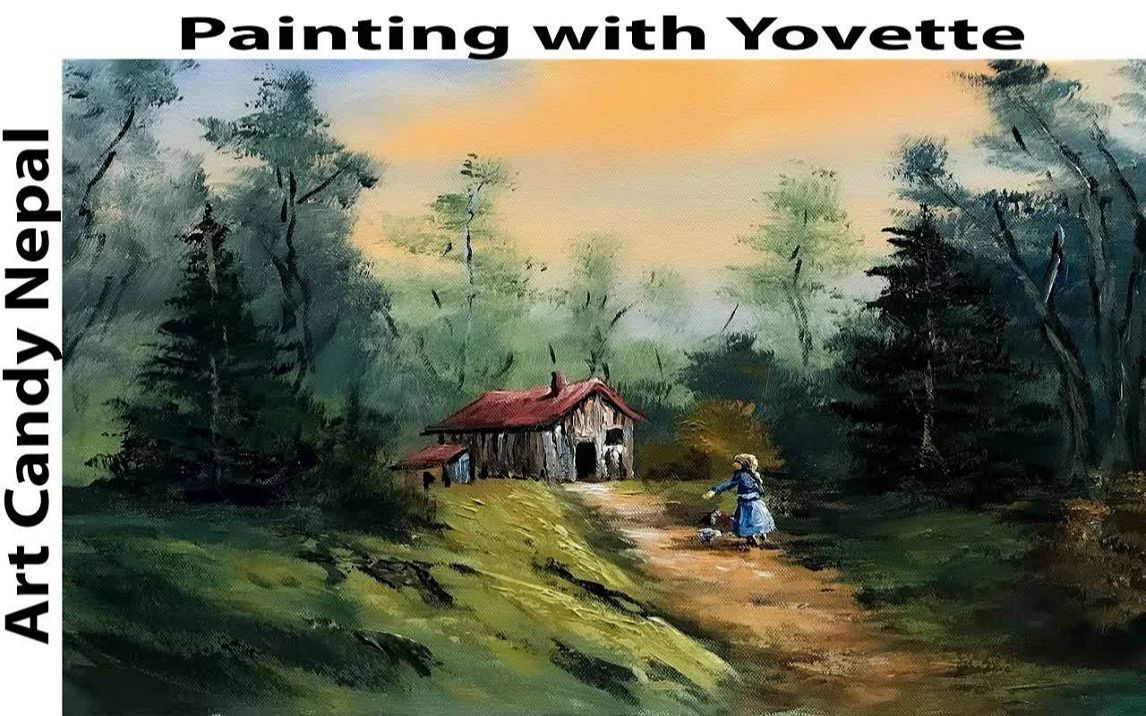 【丙烯画】【绘画教程】小木屋的日出-Cabin Sunrise Painting