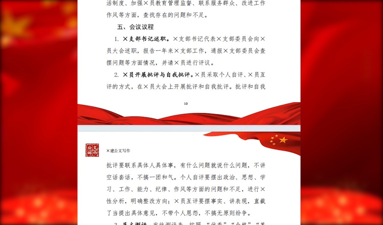 2024年度组织生活会全流程资料汇编