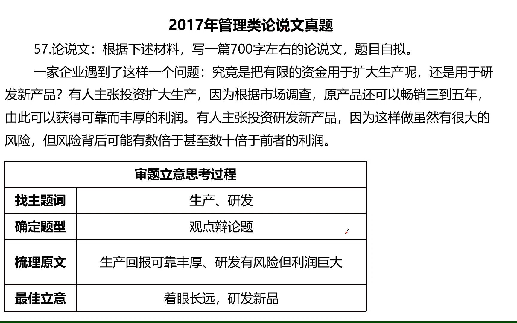 2017年管理类真题审题讲解