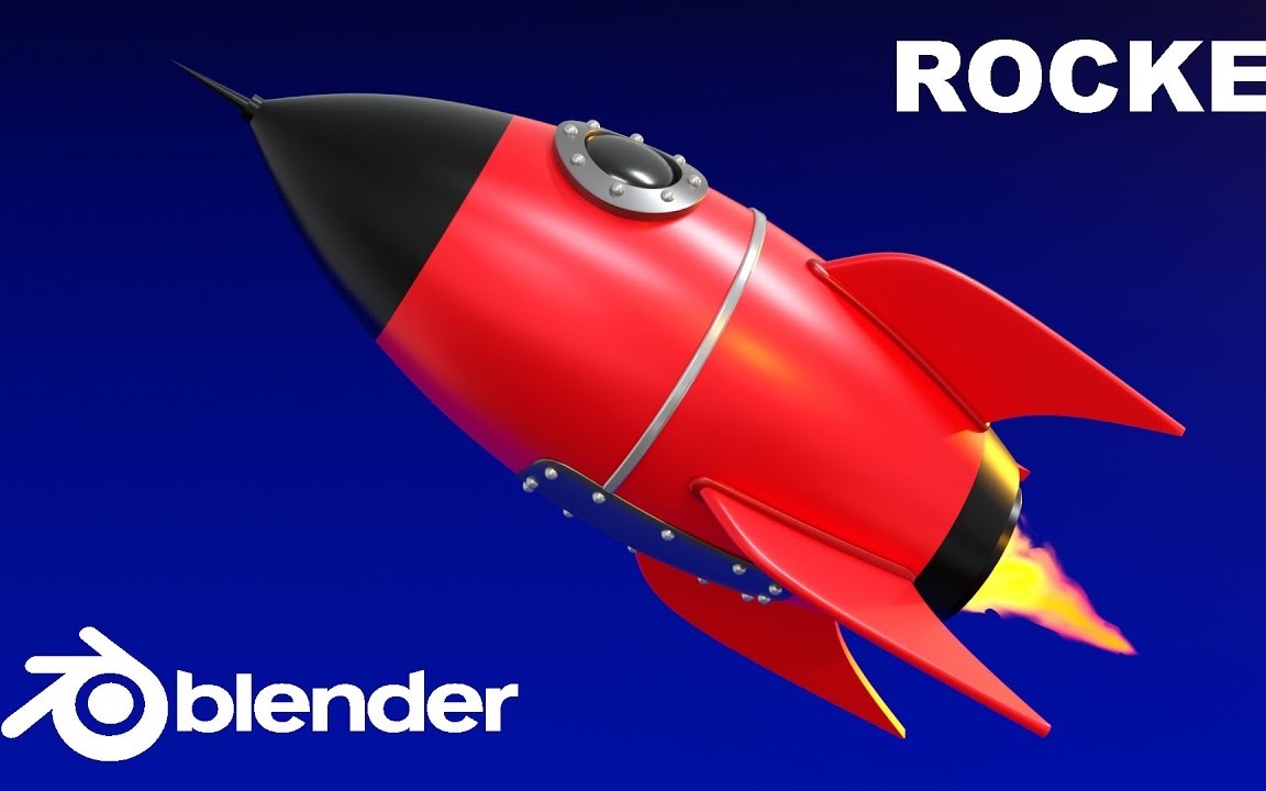 Blender卡通风格3D火箭建模与材质细节渲染过程