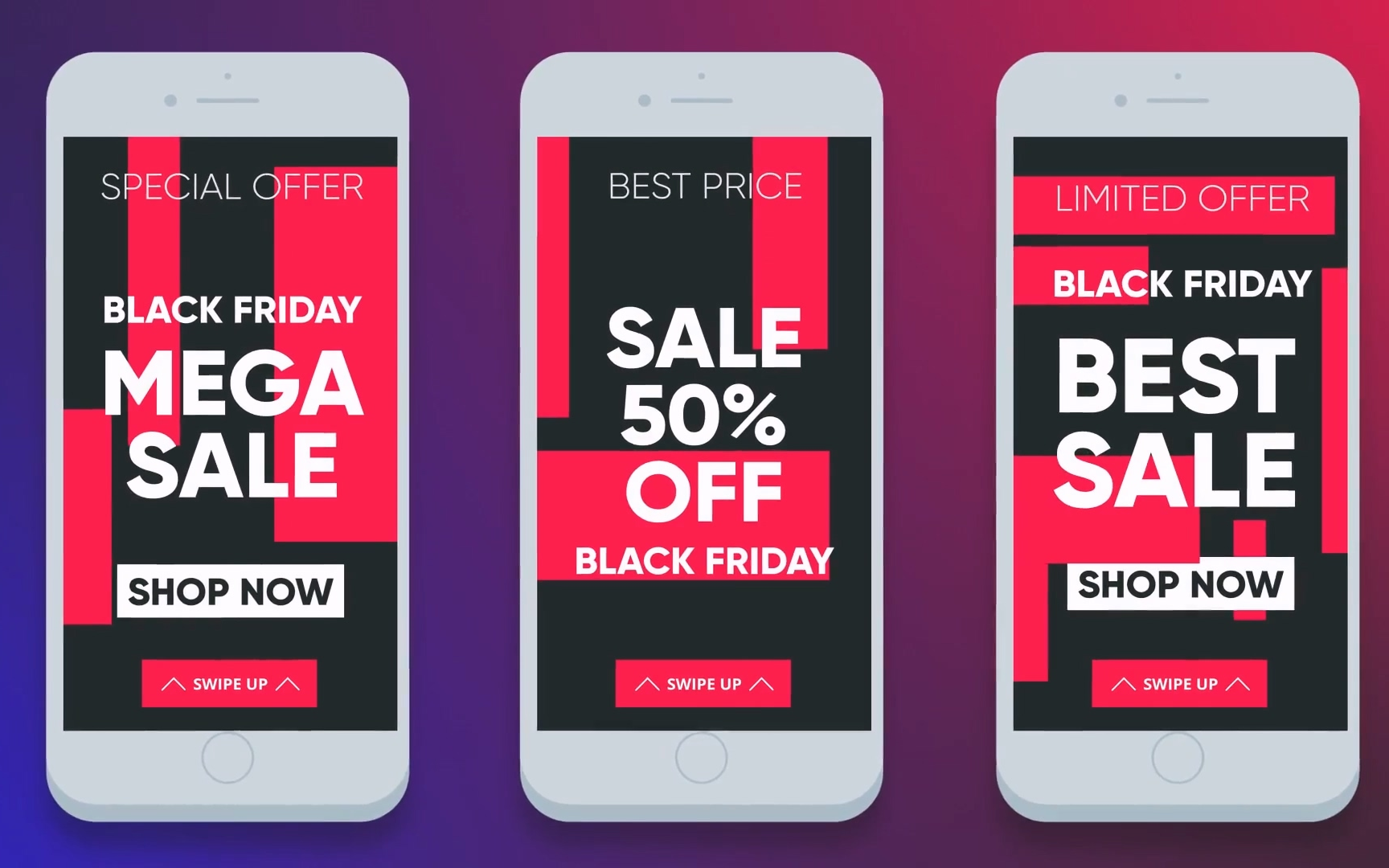 AE模板-双十一黑色星期五竖屏正方形分辨率海报设计模板 不包含演示...