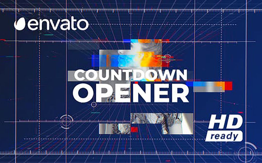 AE模板-网格标尺空间中震撼的倒计时开场动画