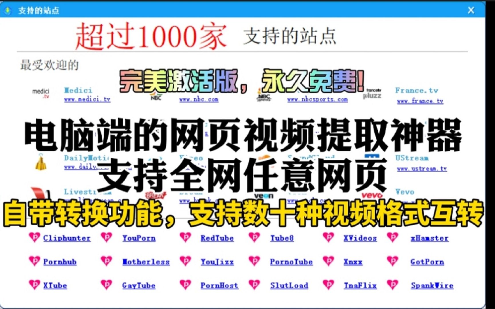 网页视频提取神器,支持全网任意网页、以及国内外,自带转换功能