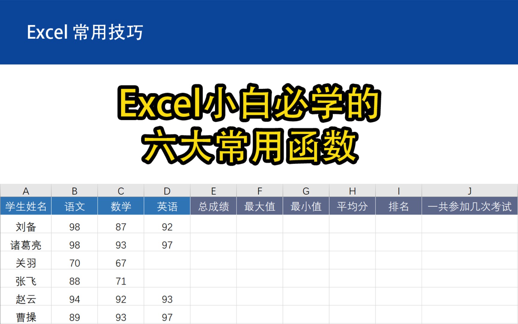 Excel小白必学的六大常用函数