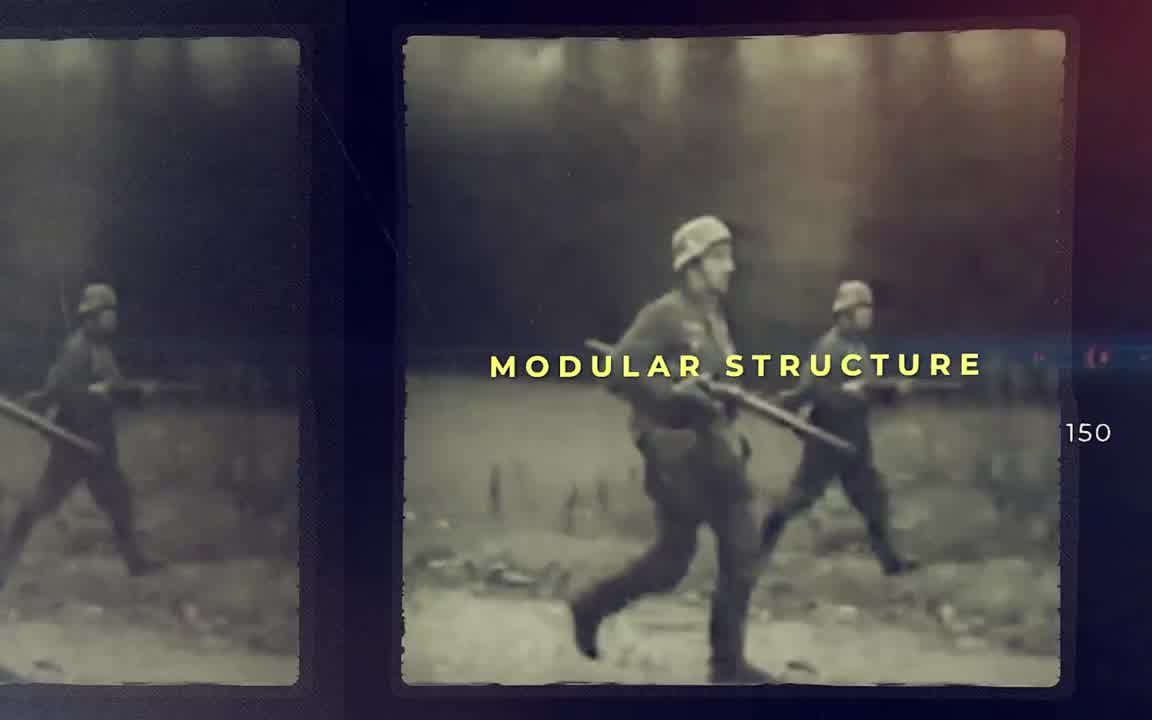 AE模板-电影胶片效果的美国战争回忆录做旧复古效果的公司历年事件...