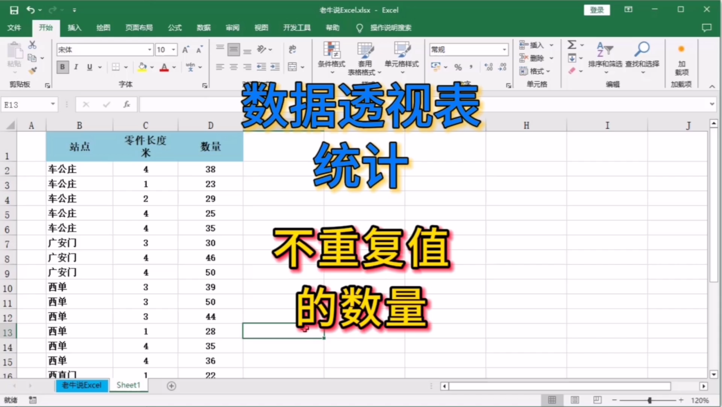 分享如何用数据透视表统计不重复数据的数量。