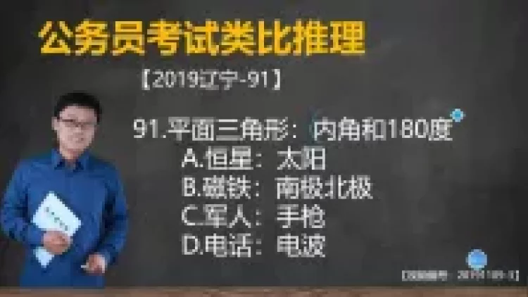 公务员考试类比推理:平面三角形的内角和是180度