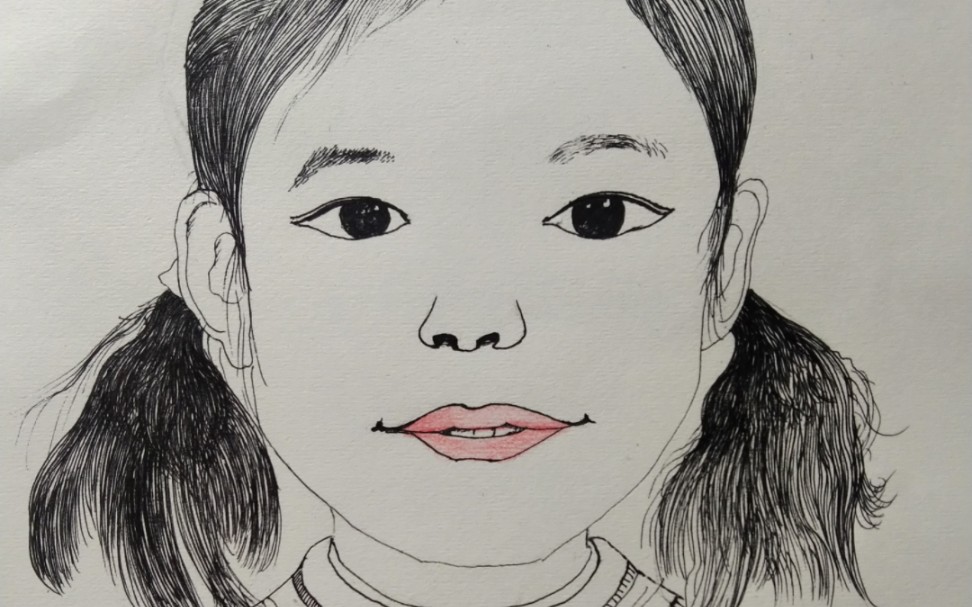 (微课)人美版美术五年级上册第二课 《画人像》 示范画