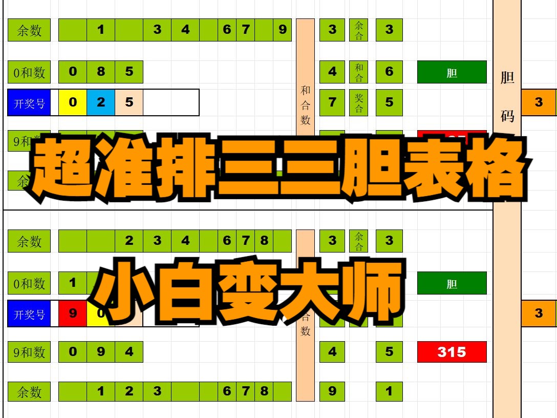 福彩3D超准的算胆方法表格95%