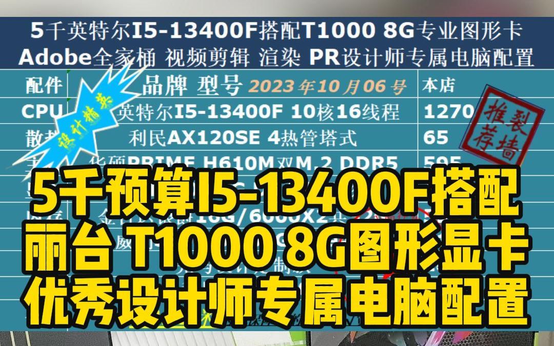 5千预算设计师专属设计电脑配置