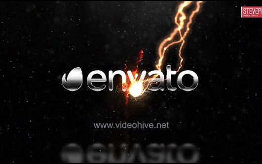 AE模板-雷电闪电击中金属特效的动态LOGO片头模板动态徽标视频...