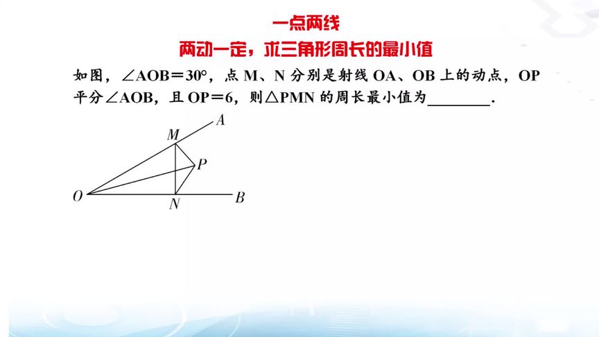 最值问题：一点两线，两动一定，求三角形周长的最小值