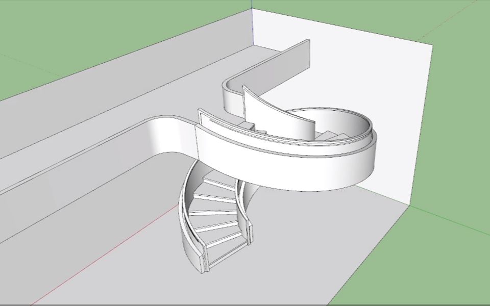 SketchUp绘制旋转楼梯模型(中文字幕)