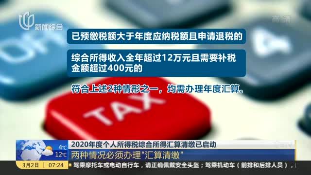 2020年度个人所得税综合所得汇算清缴已启动:3月1日起持续到6月30日