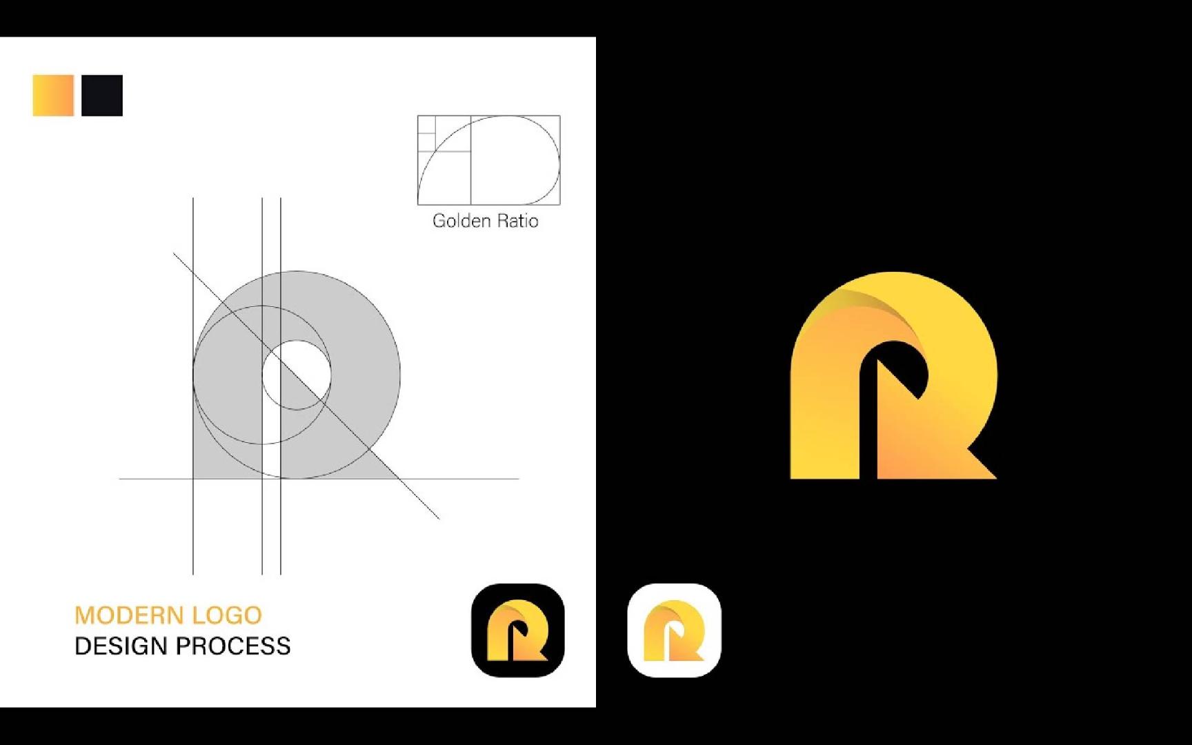 Adobe Illustrator教程:黄金比例圆箭头字母R标志LOGO设计过程
