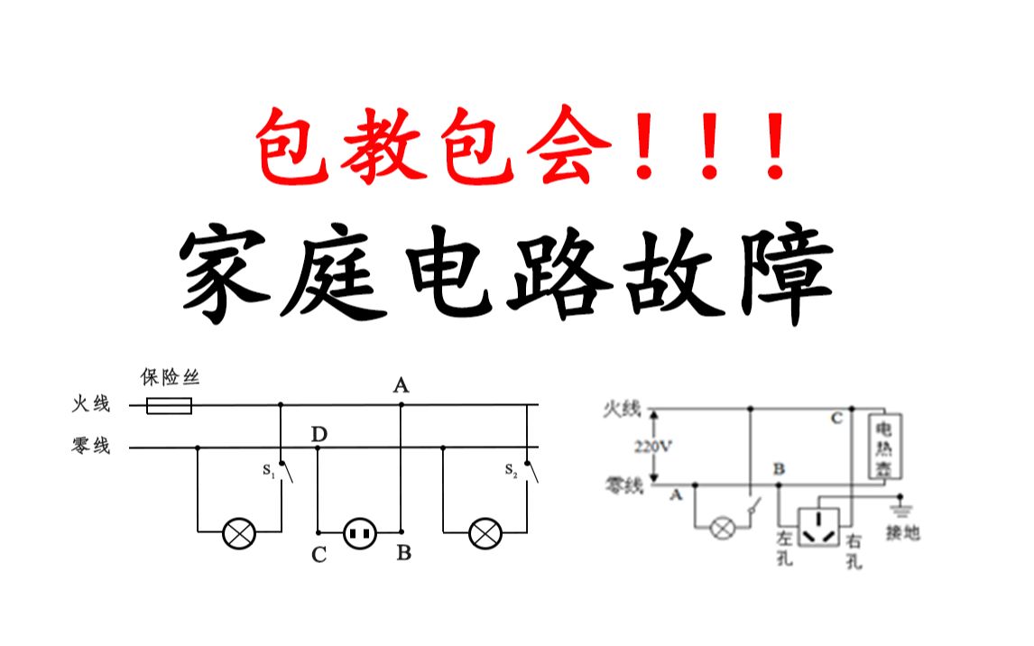 「初中物理」家庭电路故障 技巧总结+练习,包教包会!