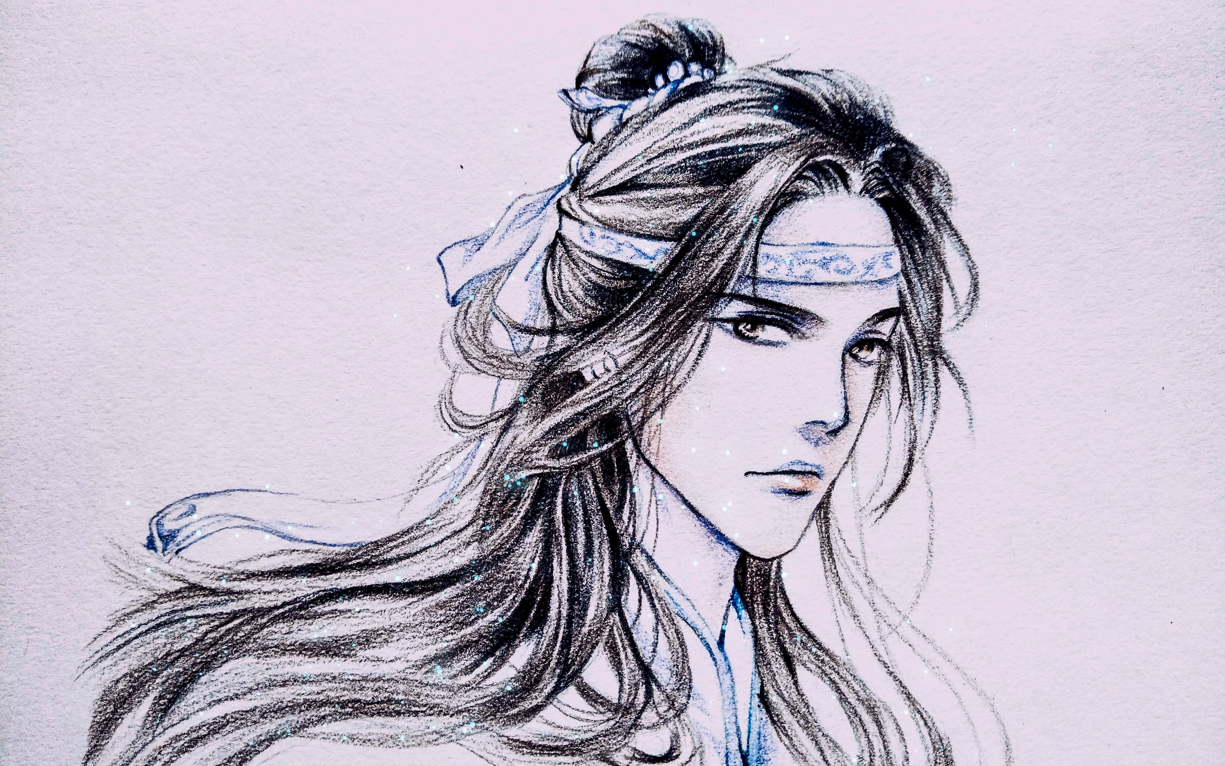【手绘】魔道祖师蓝忘机汪叽 【彩铅】视频教程