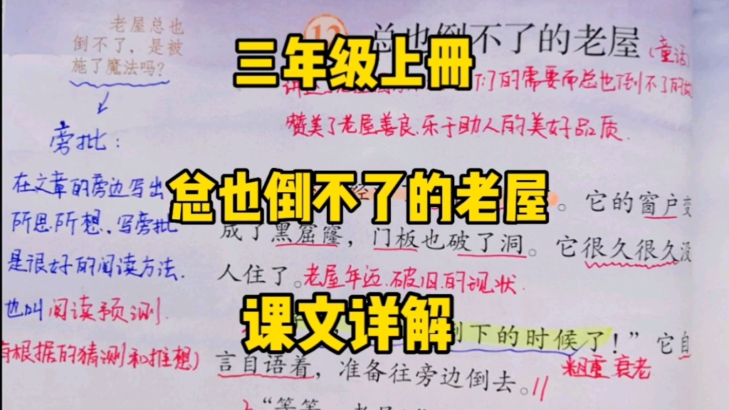 三年级语文上册:《总也倒不了的老屋》课文详解,它为什么倒不了呢?是...
