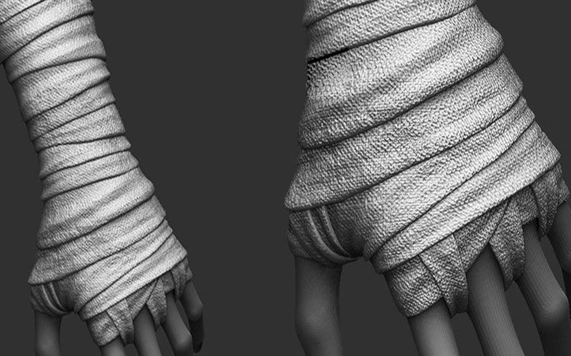 【zbrush】手臂绑带的制作,快速制作布料缠绕的效果!次世代游戏角色...