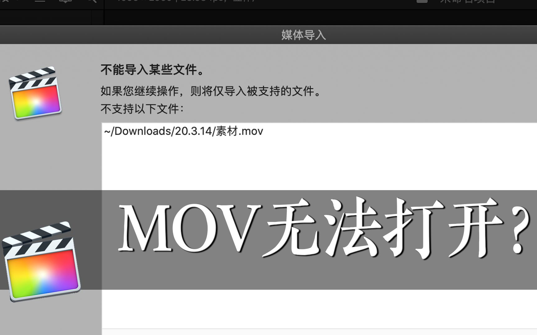 (FCPX教程)mov文件无法导入?看完这个视频你马上学会