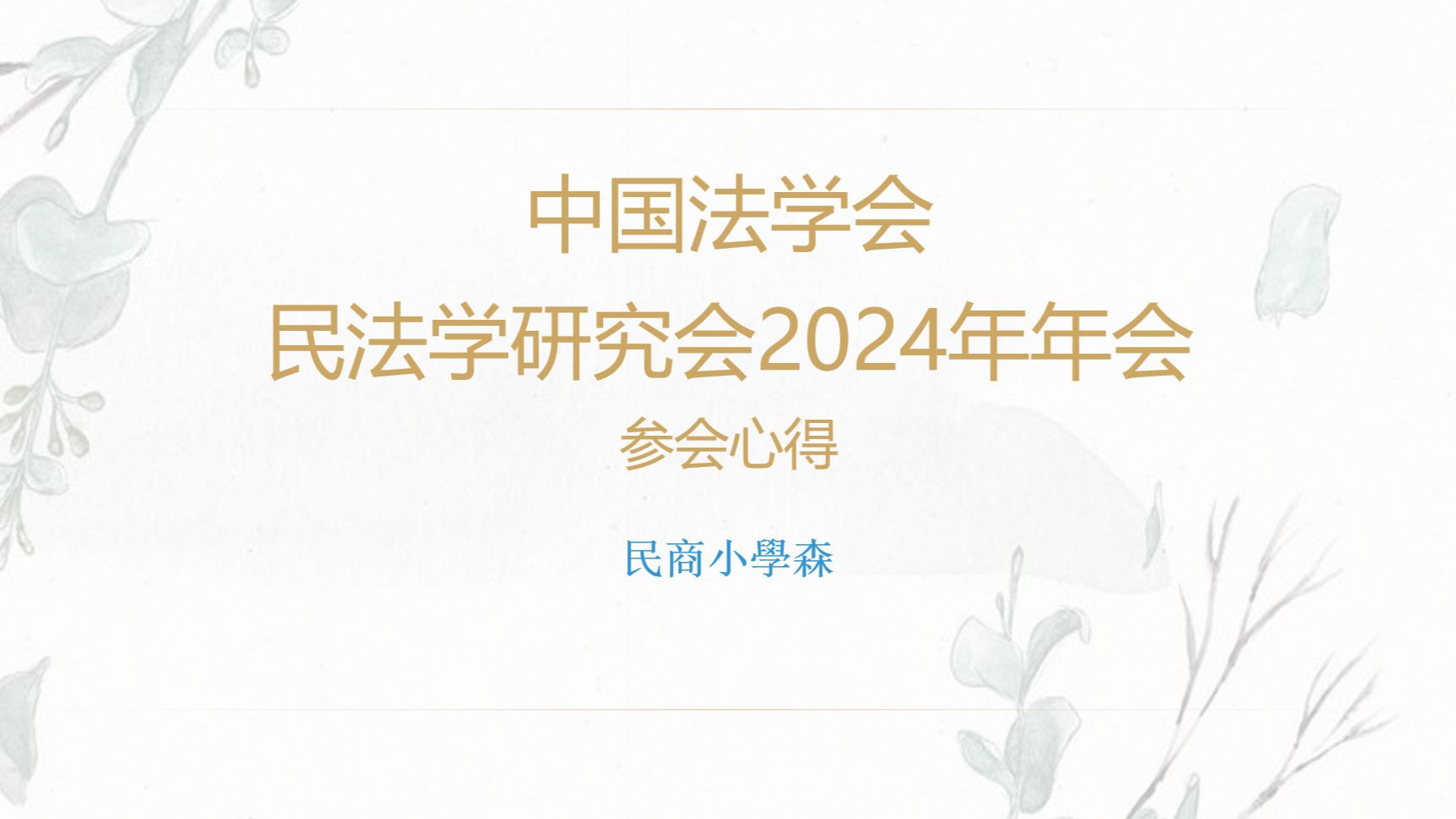 【学术漫谈】中国法学会民法学研究会2024年年会 参会心得