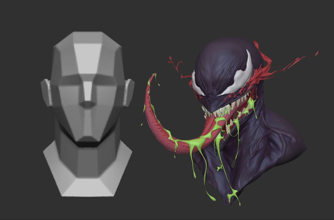 【zbrush雕刻】教你从裸模雕刻毒液,干货满满 ,从零开始教你雕刻到...