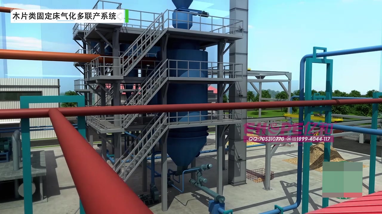 生物质气化生产工艺流程三维演示动画