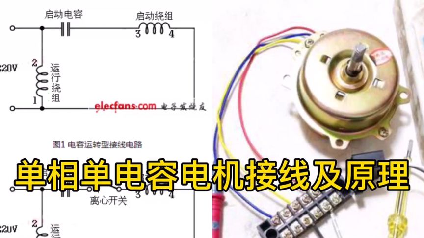 单相单电容交流异步电机接线原理讲解,如何区分启动和运行绕组