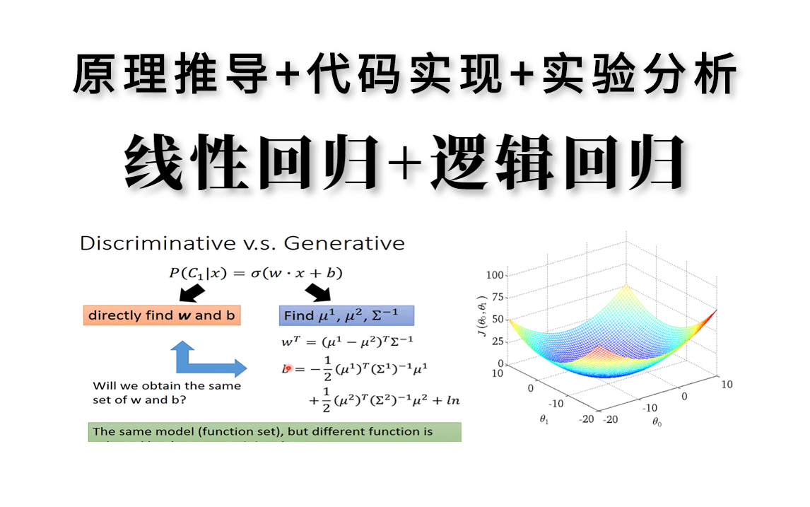 菜鸟狂喜!最简洁的机器学习【线性回归+逻辑回归】算法教程,原理推导...