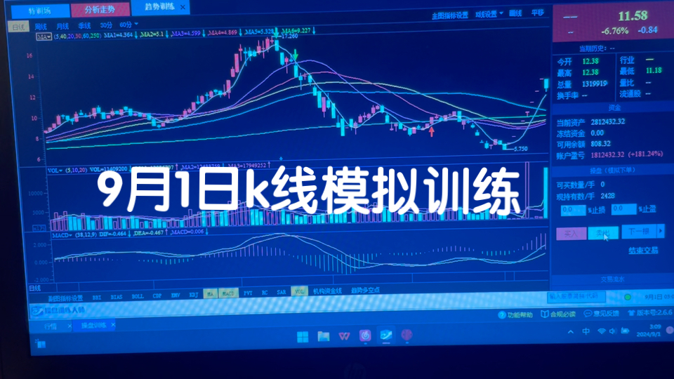 k线模拟训练2024.9.1