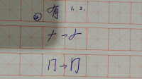 实用硬笔行书:“有”字的书写练习,笔顺不同,以点代画