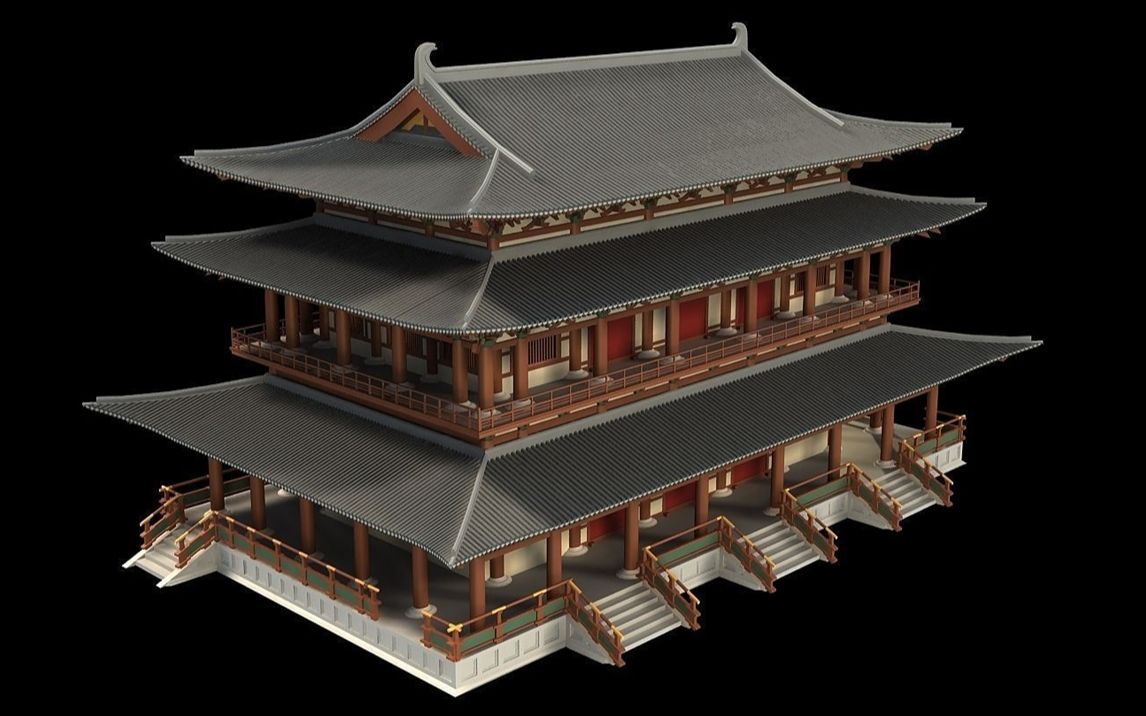 【3Dmax场景建模】古风场景模型制作,零基础建模思路技巧全程详解,...