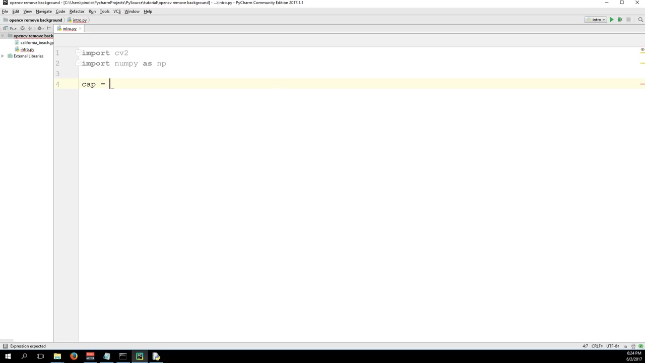 Remove background tutorial - opencv 3.2 with python 3