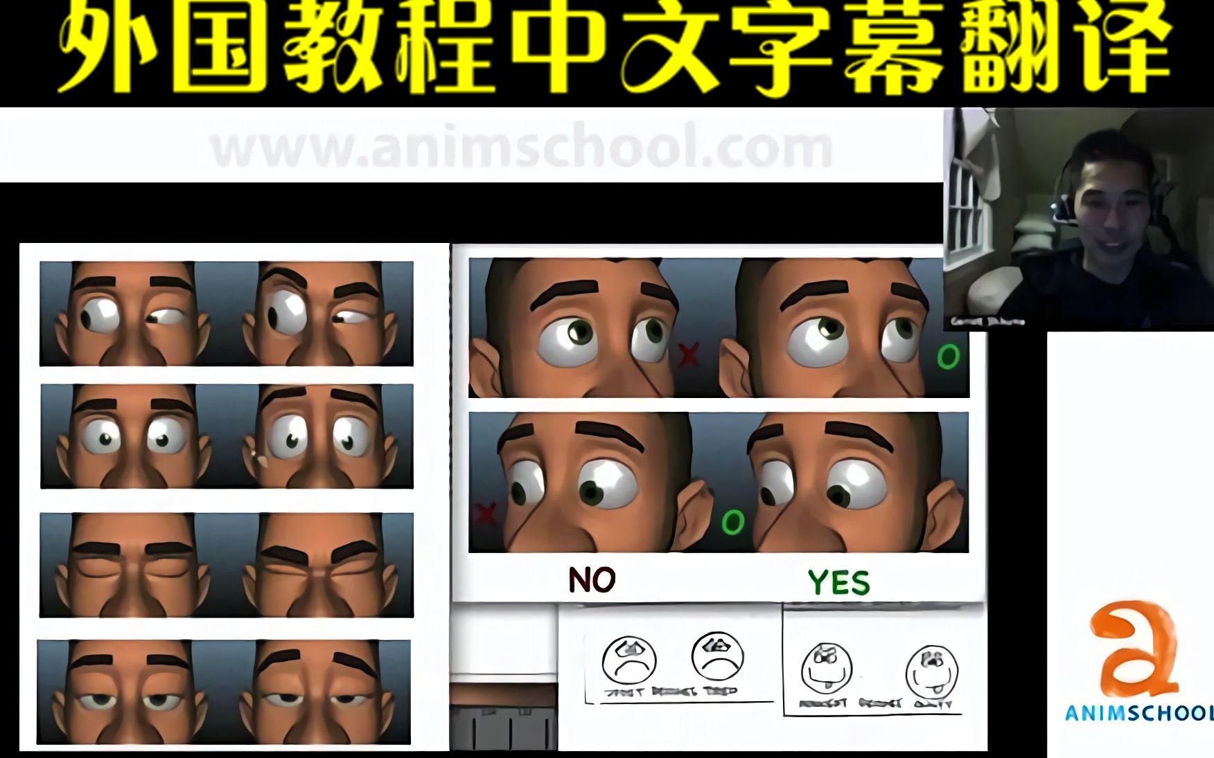 动画眨眼分析教程中文字幕(animschool讲解)2d 3d CG影视动漫游戏...