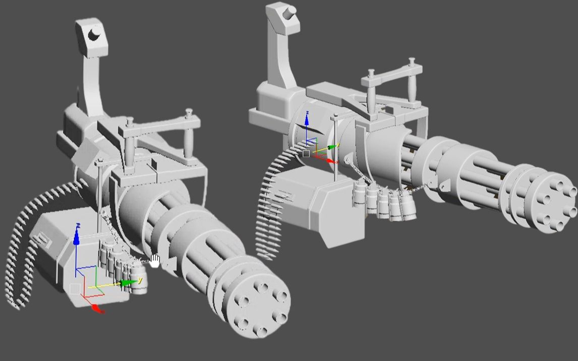 【3DMAX武器建模】加特林机枪超精细建模,3DMAX多边形硬表面...