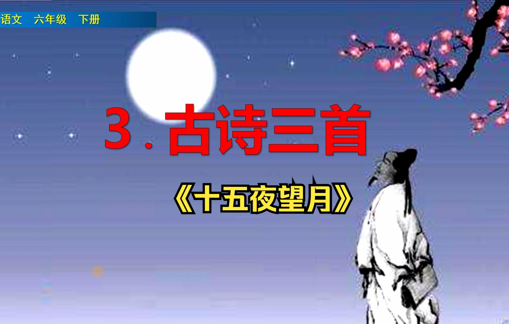 六年级下册语文 第3课 古诗三首《十五夜望月》