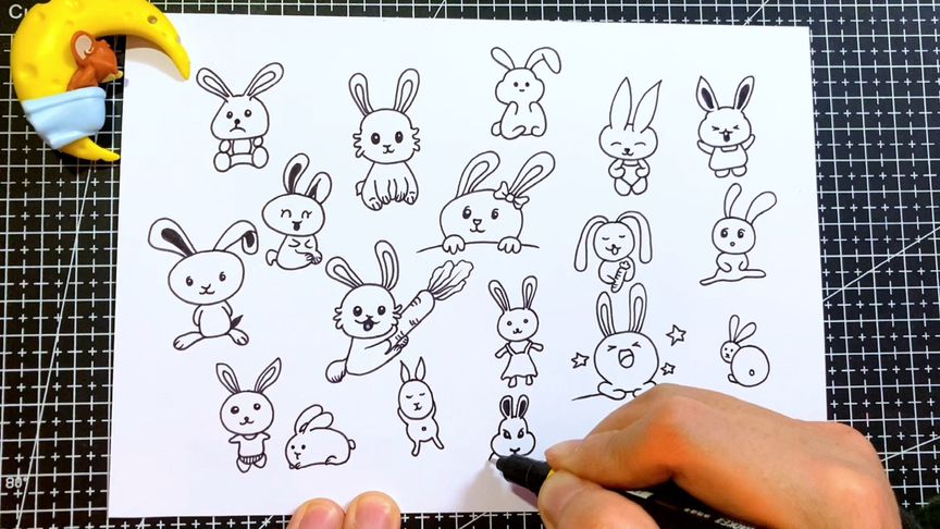 创意儿童画:简笔画18种兔子画法合集,收藏备用,兔年画兔子