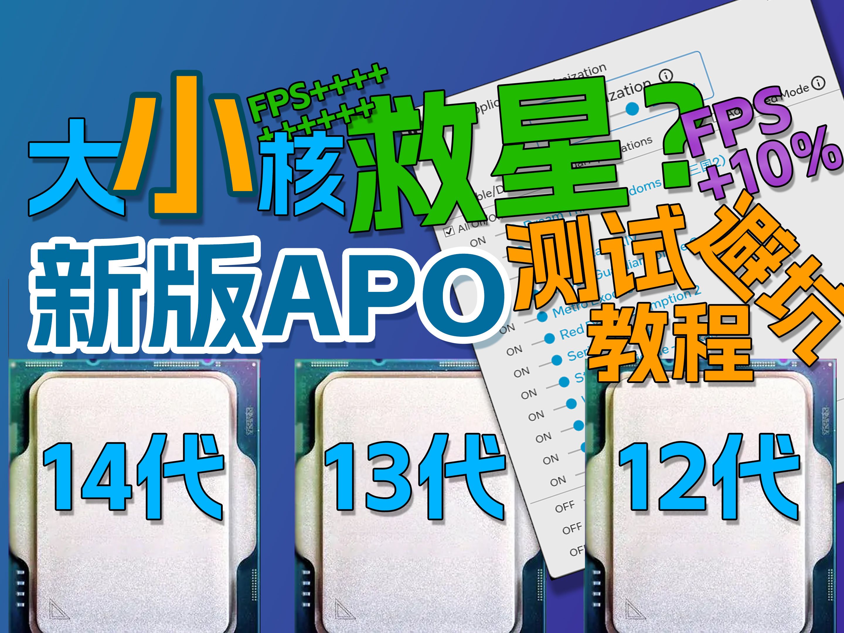 一键提升10%游戏性能,12/13/14代酷睿都可用!Intel新版APO工具测试...