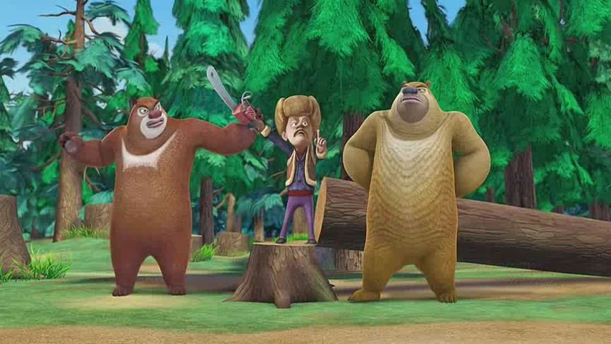 熊出没:熊大熊二变成森林植树小英雄,带领大家种植很多的小树苗