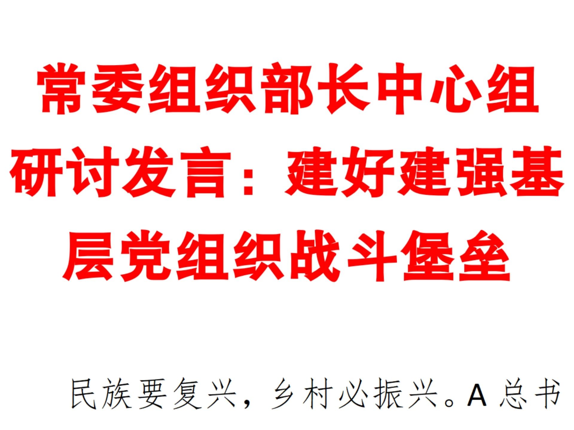 常委组织部长中心组研讨发言:建好建强基层党组织战斗堡垒