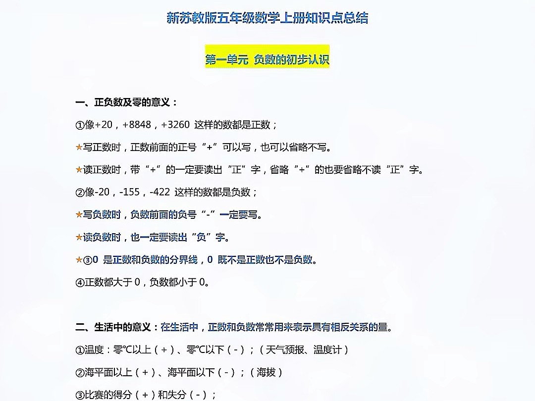 新苏教版五年级数学上册知识点总结,注重数学思维的培养和提升。要...