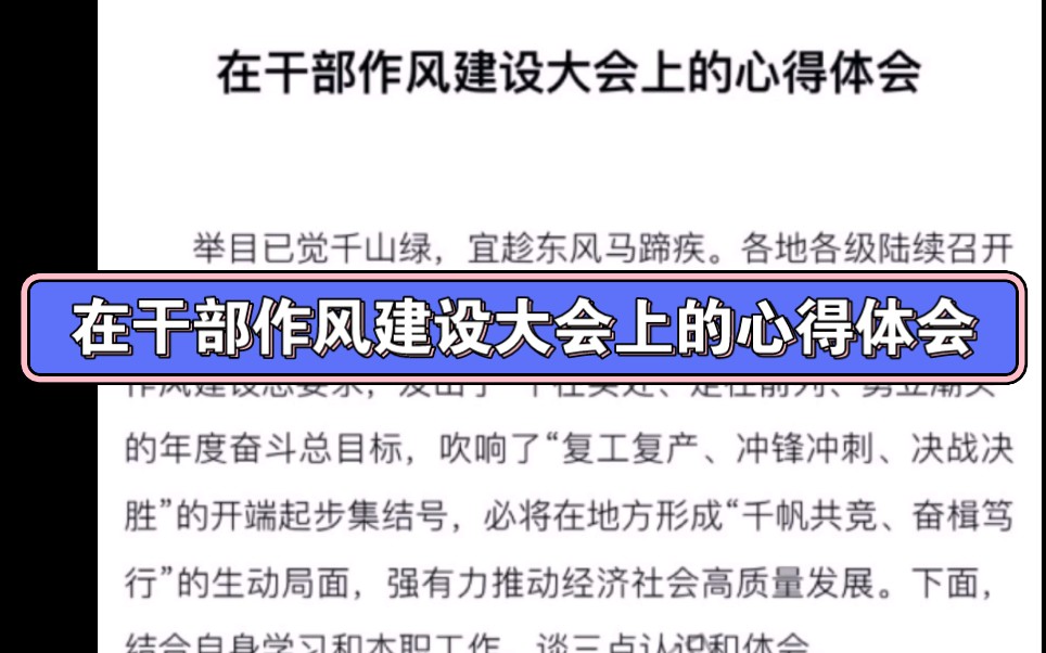 在干部作风建设大会上的心得体会