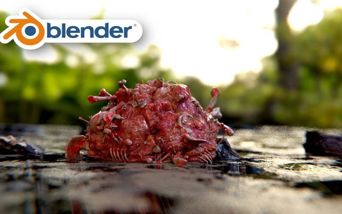 Blender 模拟碾压翻滚的僵尸_几何节点(中英文字幕)