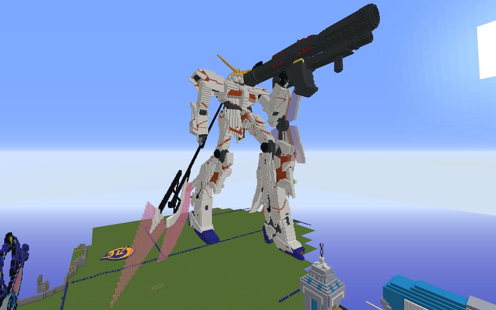 在MC里徒手建造高达独角兽