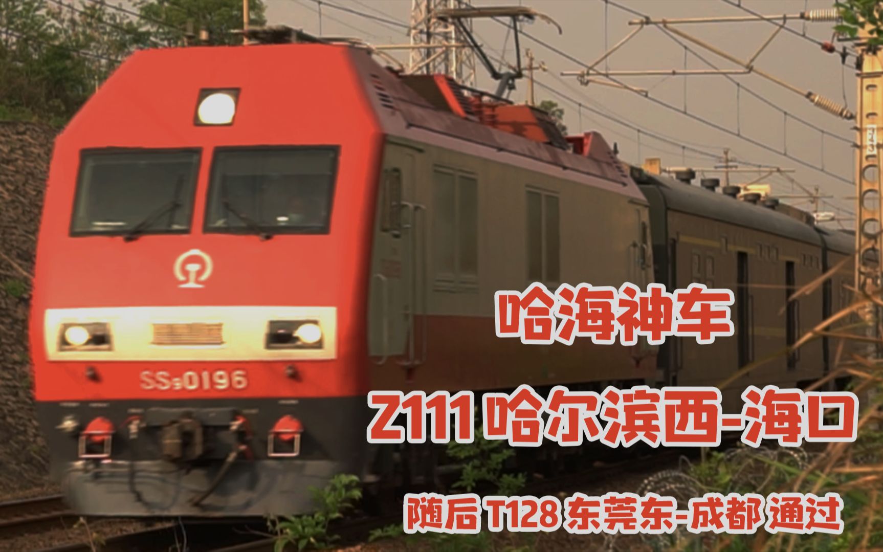 哈海神车Z111(哈尔滨西-海口)与T128(东莞东-成都)快速通过