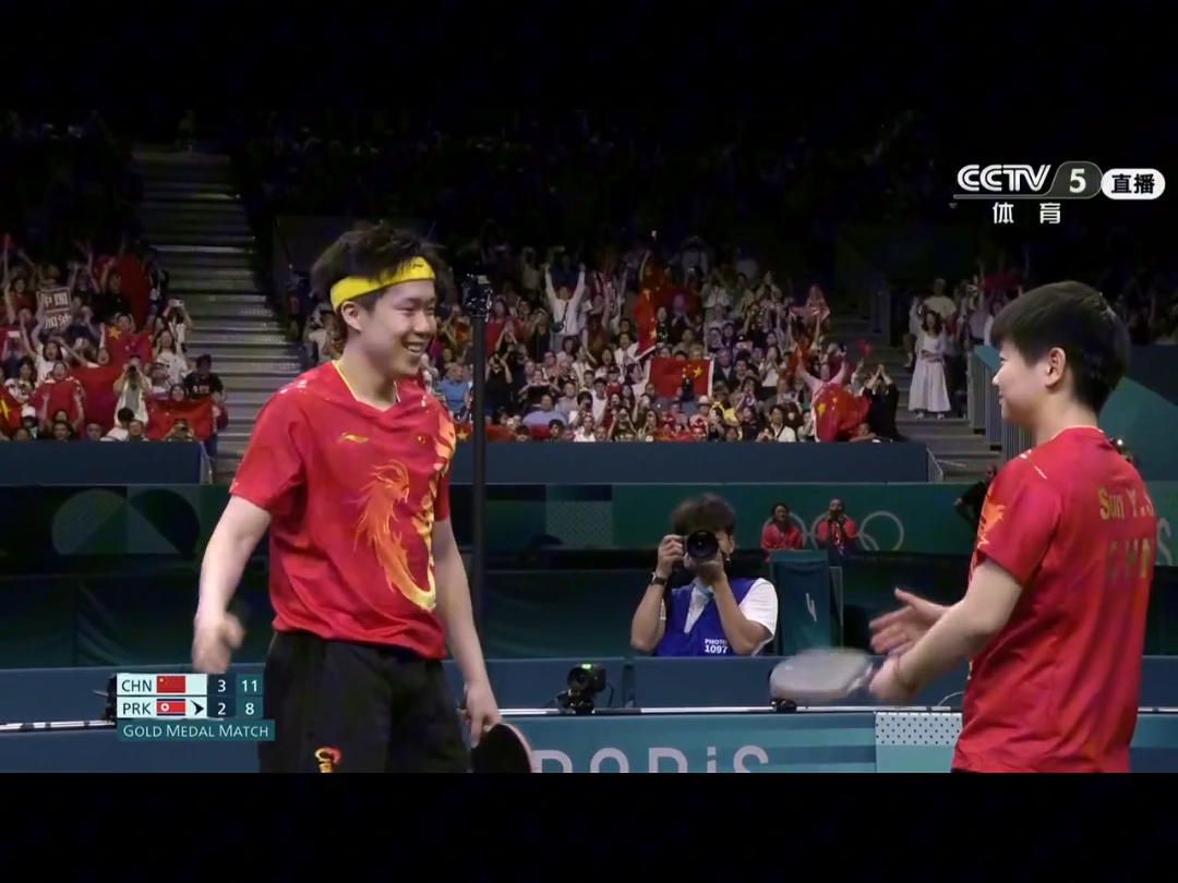 巴黎奥运会乒乓球混双决赛孙颖莎王楚钦夺得冠军!