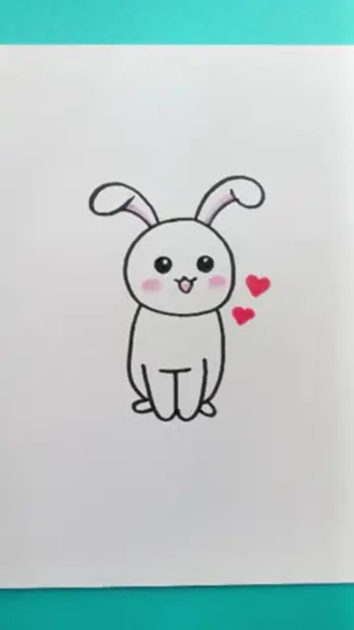 简单又可爱的小兔子简笔画,一起画画吧